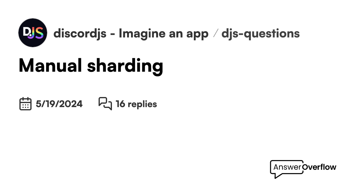 Manual sharding - discord.js - Imagine an app