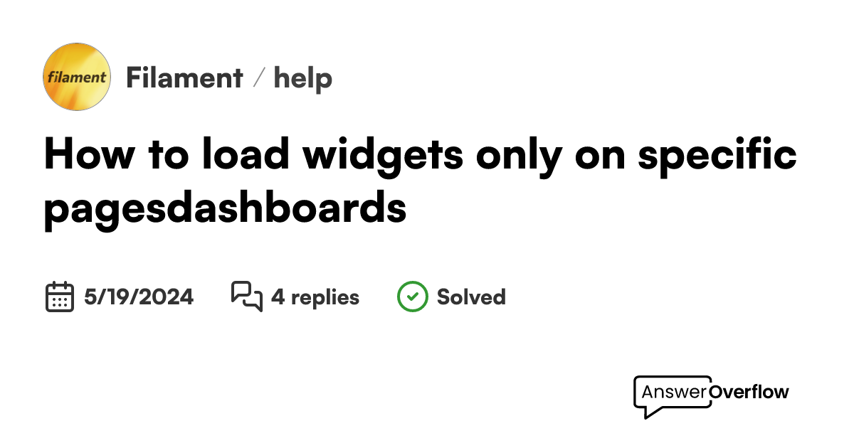 How to load widgets only on specific pages/dashboards? - Filament