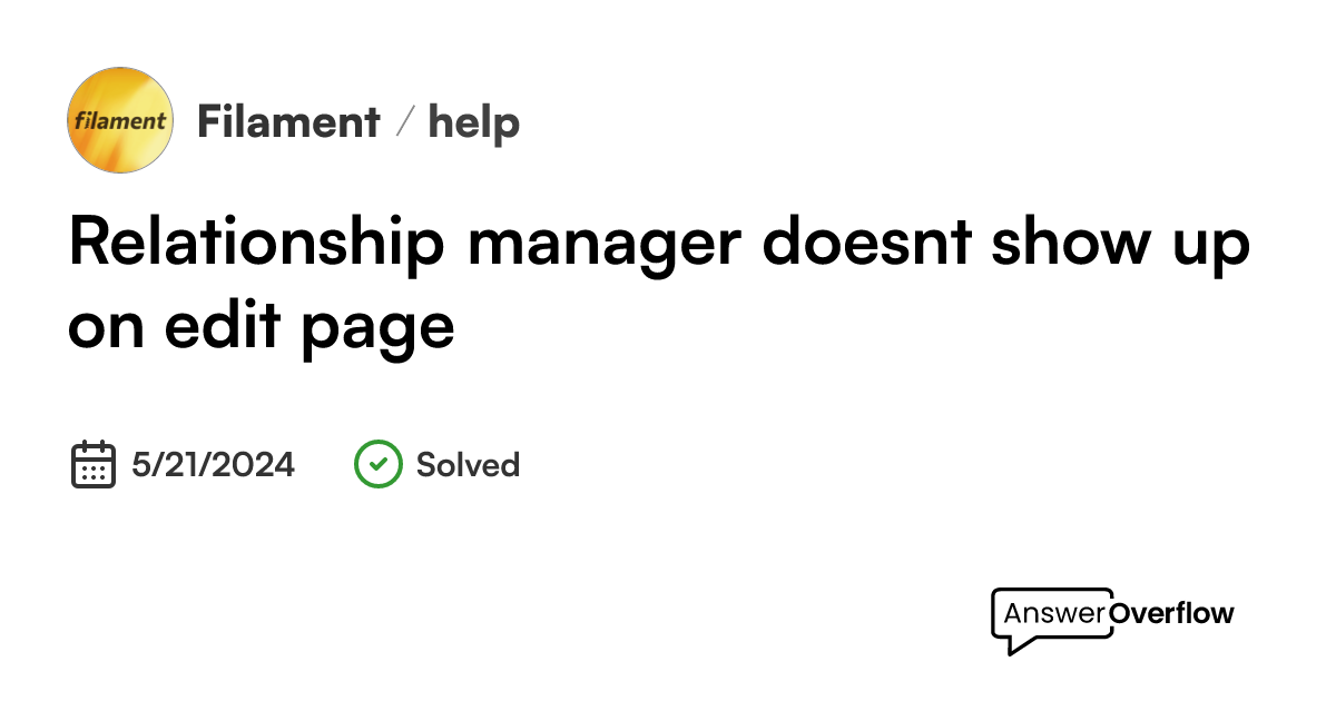 Relationship manager doesn't show up on edit page - Filament