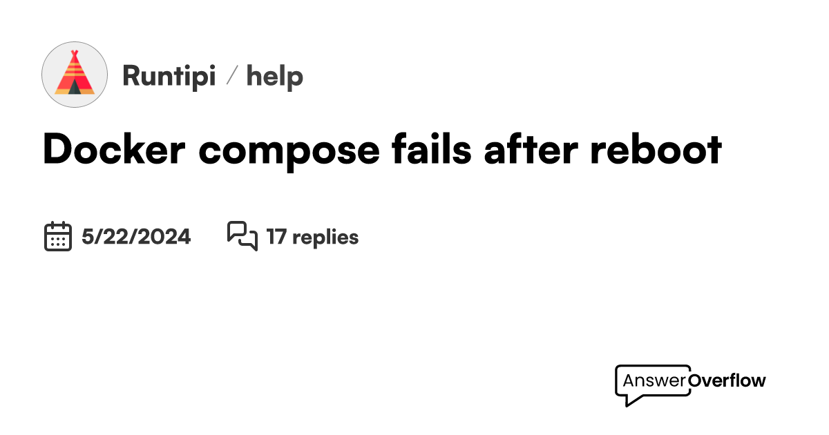 Docker compose fails after reboot - Runtipi