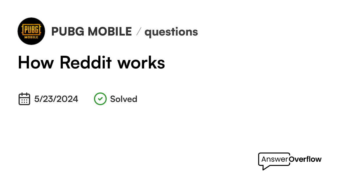 How Reddit works? - PUBG MOBILE