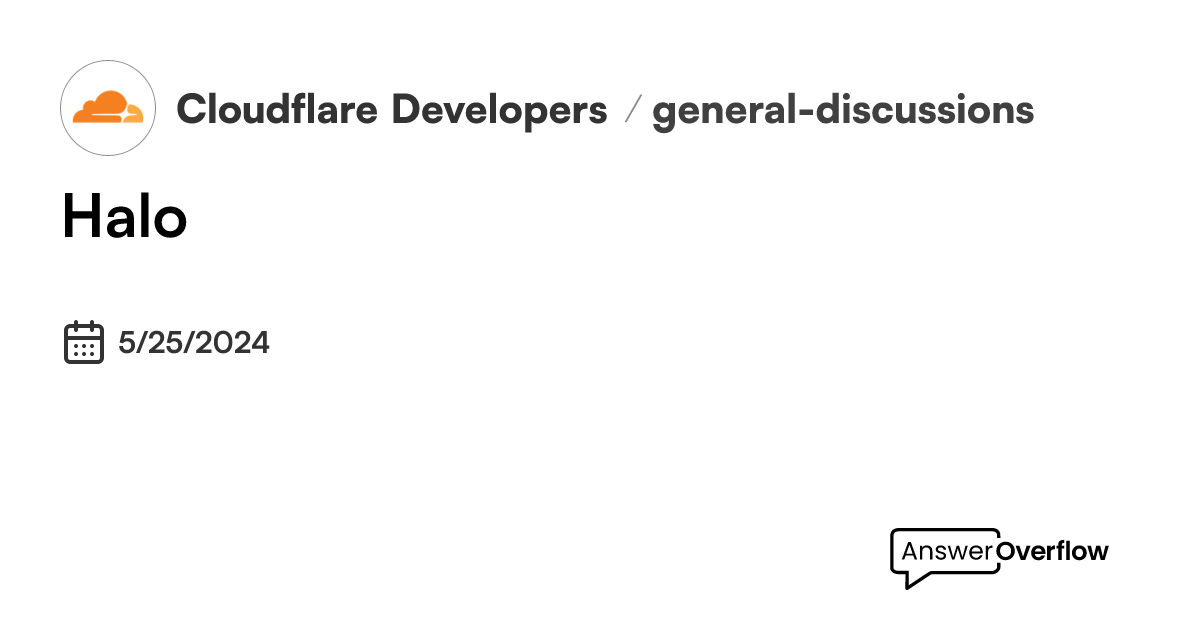 Halo - Cloudflare Developers