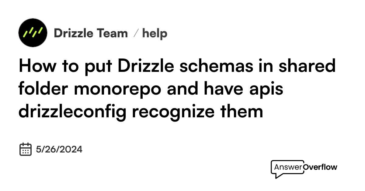 How to put Drizzle schemas in shared folder (monorepo) and have api's ...
