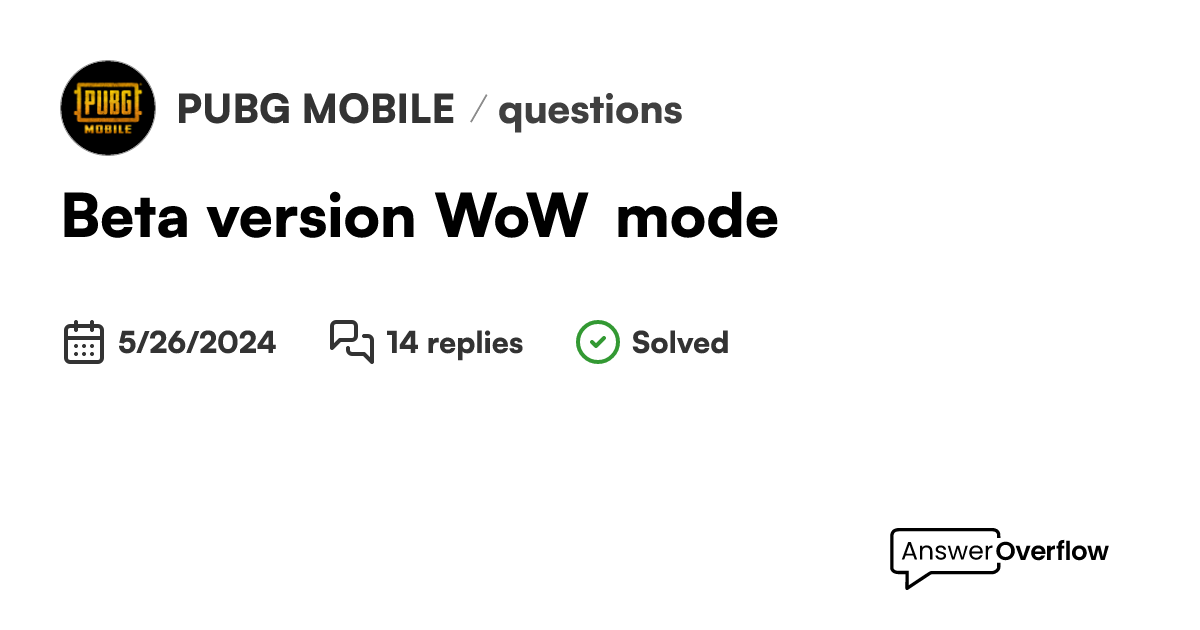 Beta version WoW mode - PUBG MOBILE