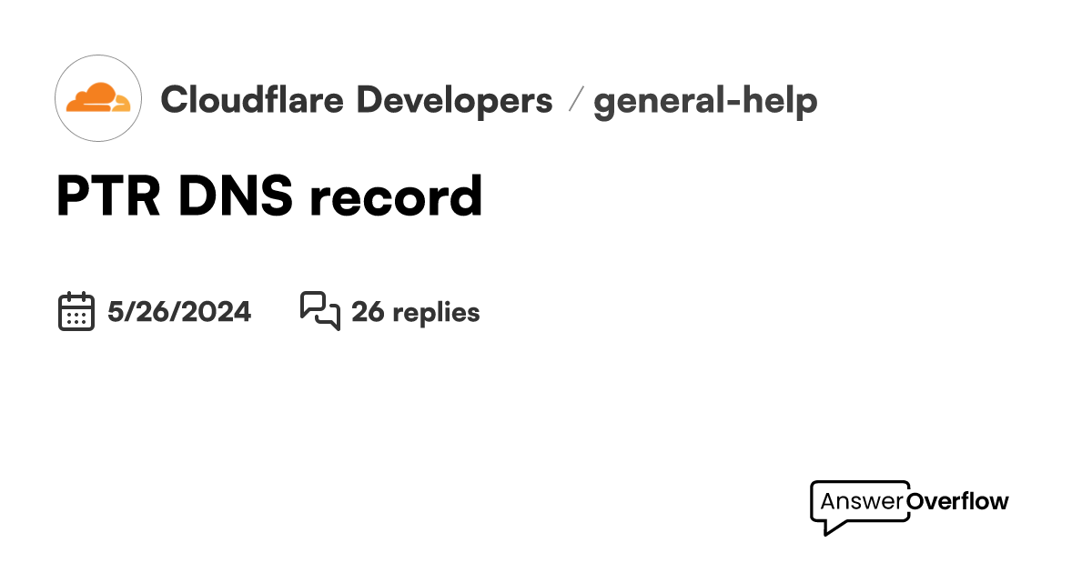 PTR DNS record - Cloudflare Developers