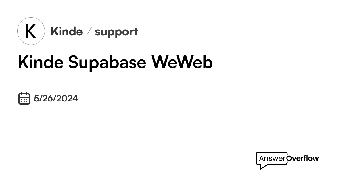 Kinde + Supabase + WeWeb - Kinde