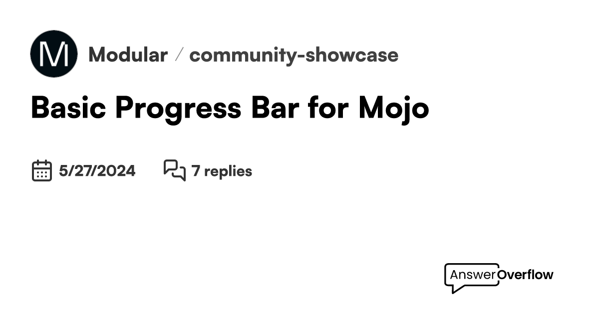 Basic Progress Bar for Mojo - Modular
