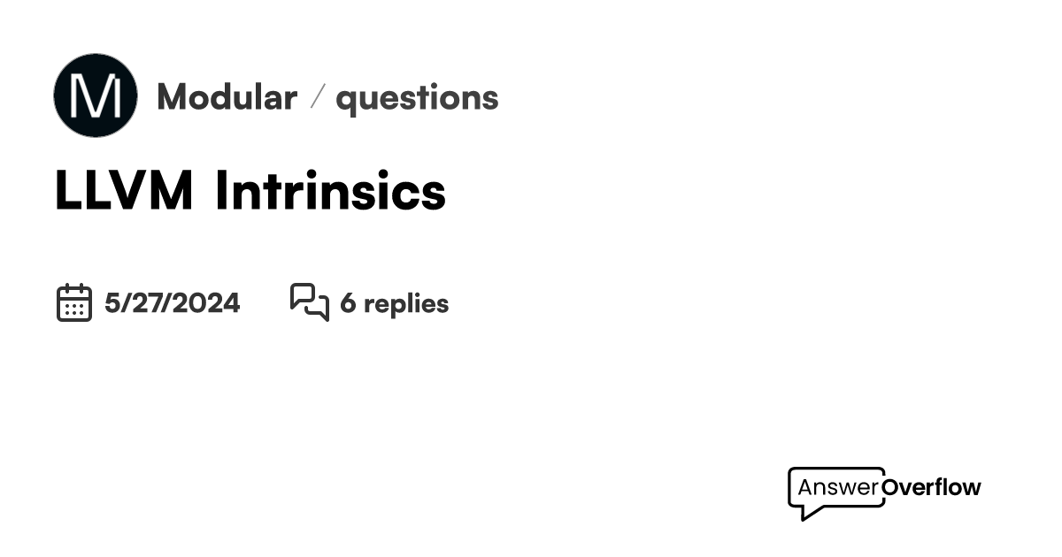 LLVM Intrinsics - Modular