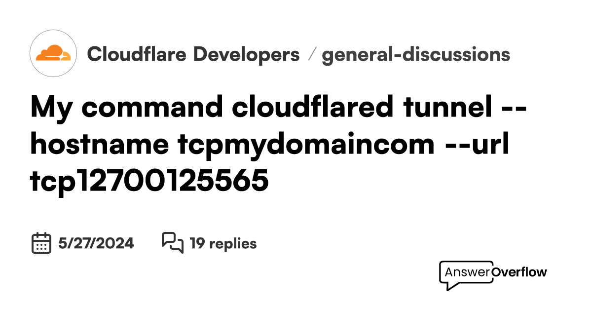 My command ```cloudflared tunnel --hostname tcp.mydomain.com --url tcp://127.0.0.1:25565 ...