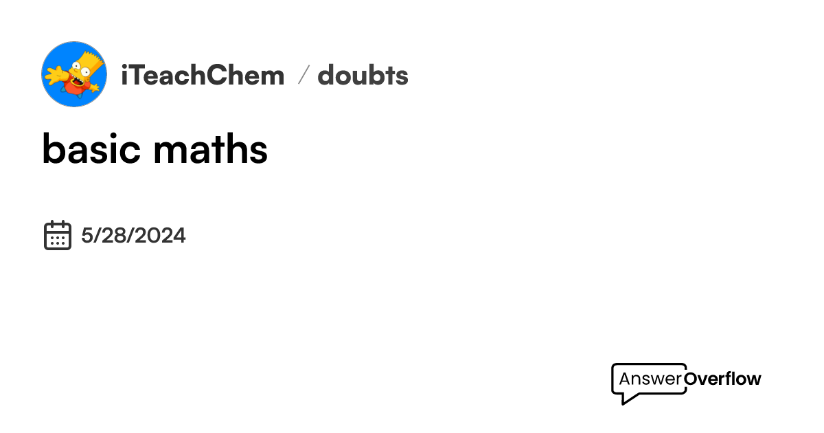 basic maths - iTeachChem