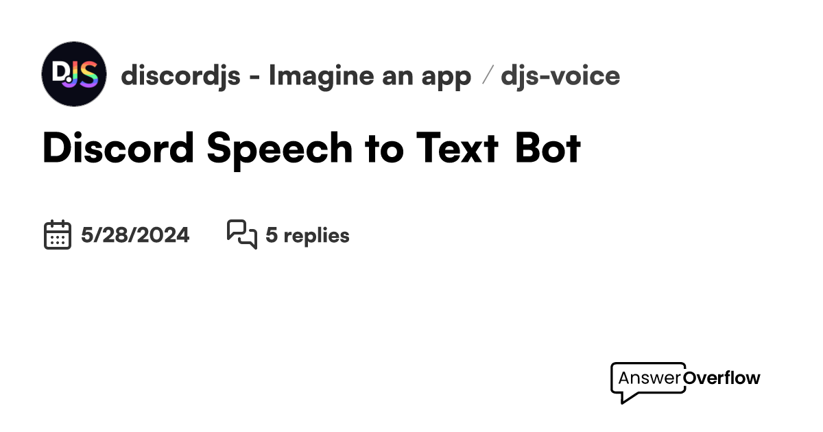 Discord Speech to Text Bot - discord.js - Imagine an app