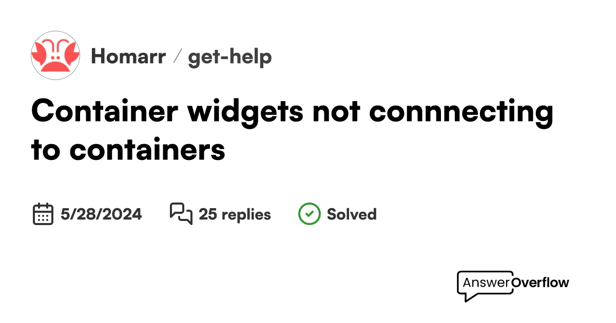 Container widgets not connnecting to containers - Homarr