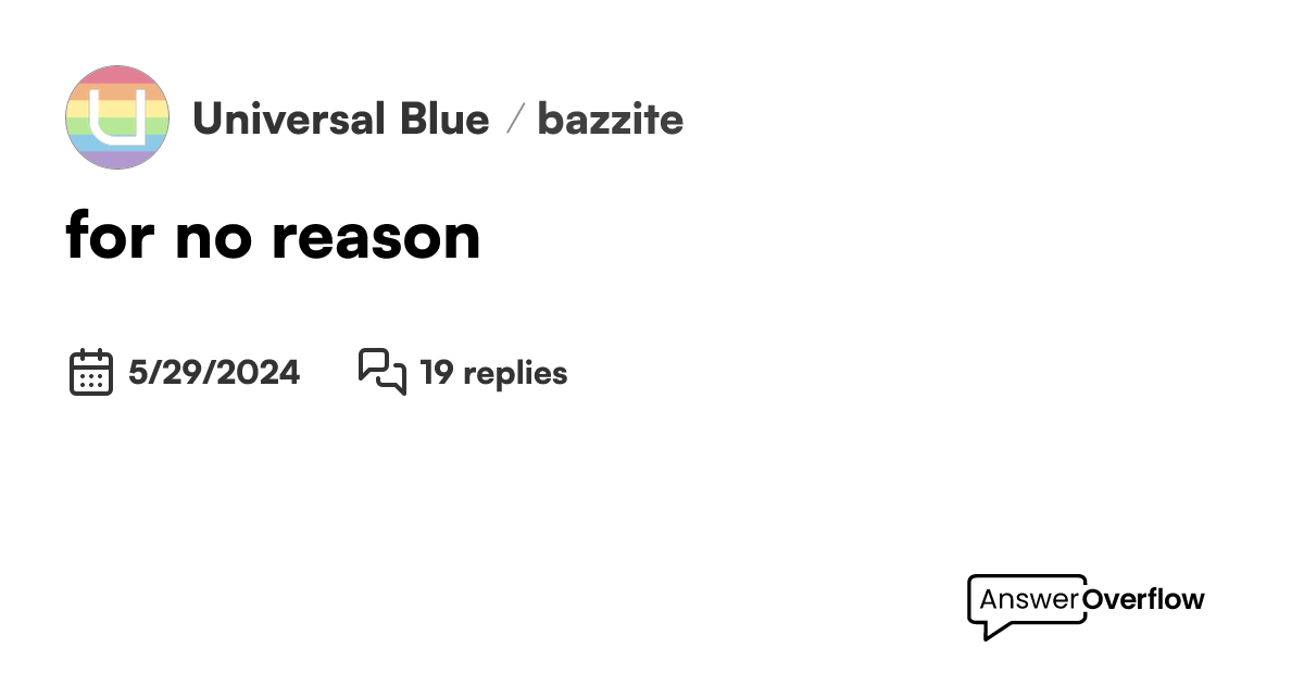 for no reason - Universal Blue