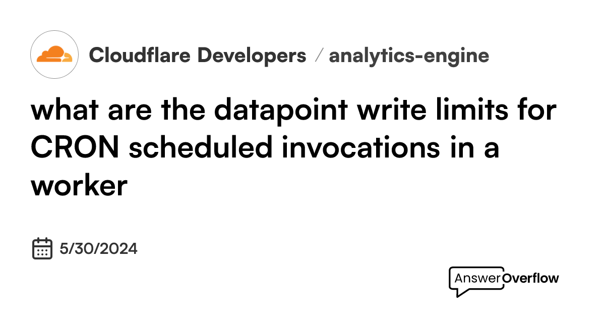 what are the datapoint write limits for CRON scheduled invocations in a worker? - Cloudflare ...