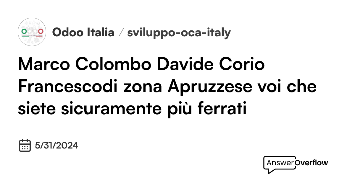 @Marco Colombo @Davide Corio @[Fr]anc[esco][di zona] Apruzzese voi che siete sicuramente più ...