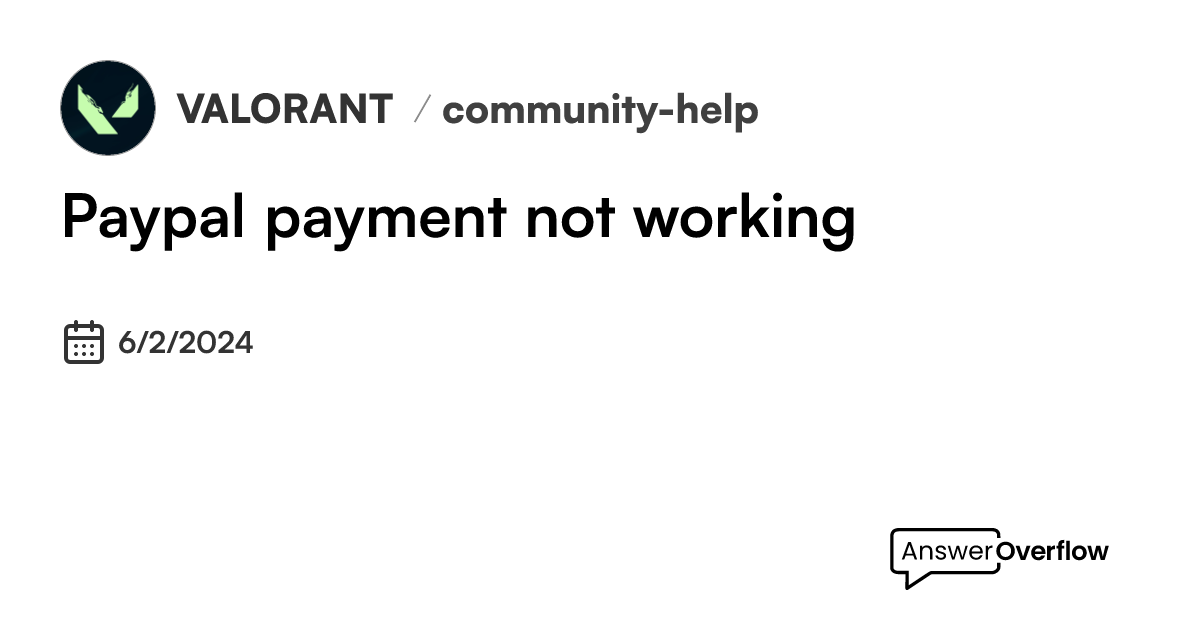 Paypal payment not working - VALORANT