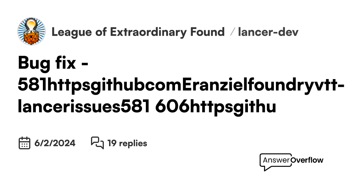 Bug fix: - [#581](https://github.com/Eranziel/foundryvtt-lancer/issues/581) / [#606](https ...