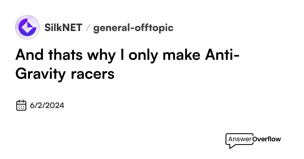 And that's why I only make Anti-Gravity racers 😎 - Silk.NET