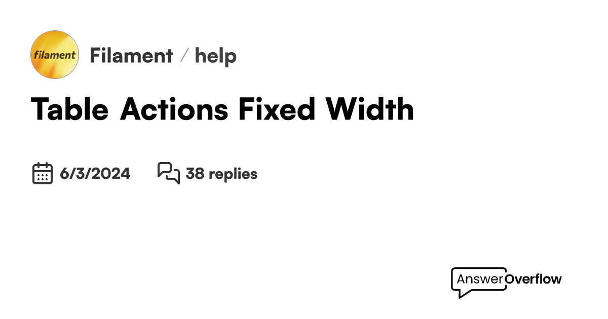 Table Actions Fixed Width - Filament