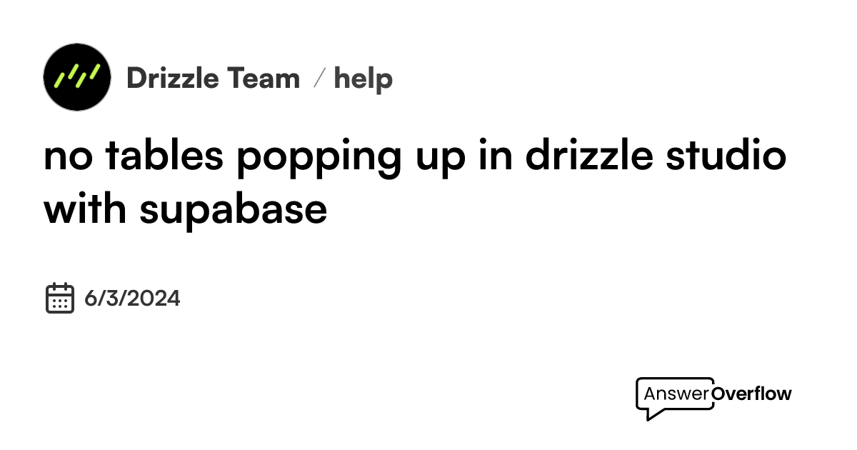 no tables popping up in drizzle studio with supabase - Drizzle Team
