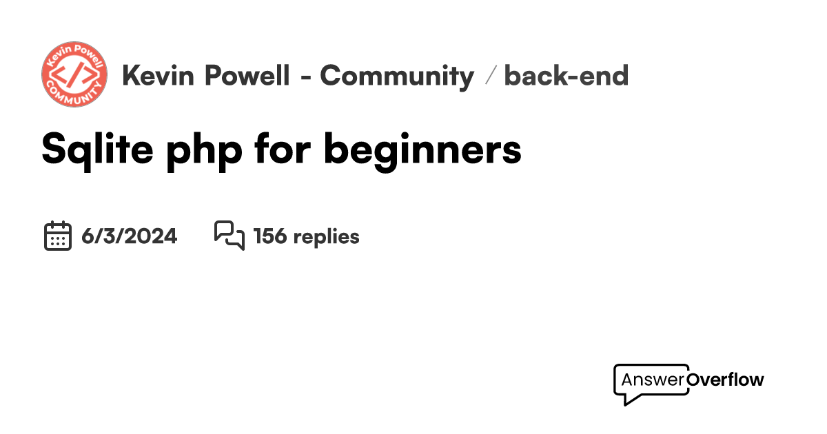 Sqlite php for beginners - Kevin Powell - Community