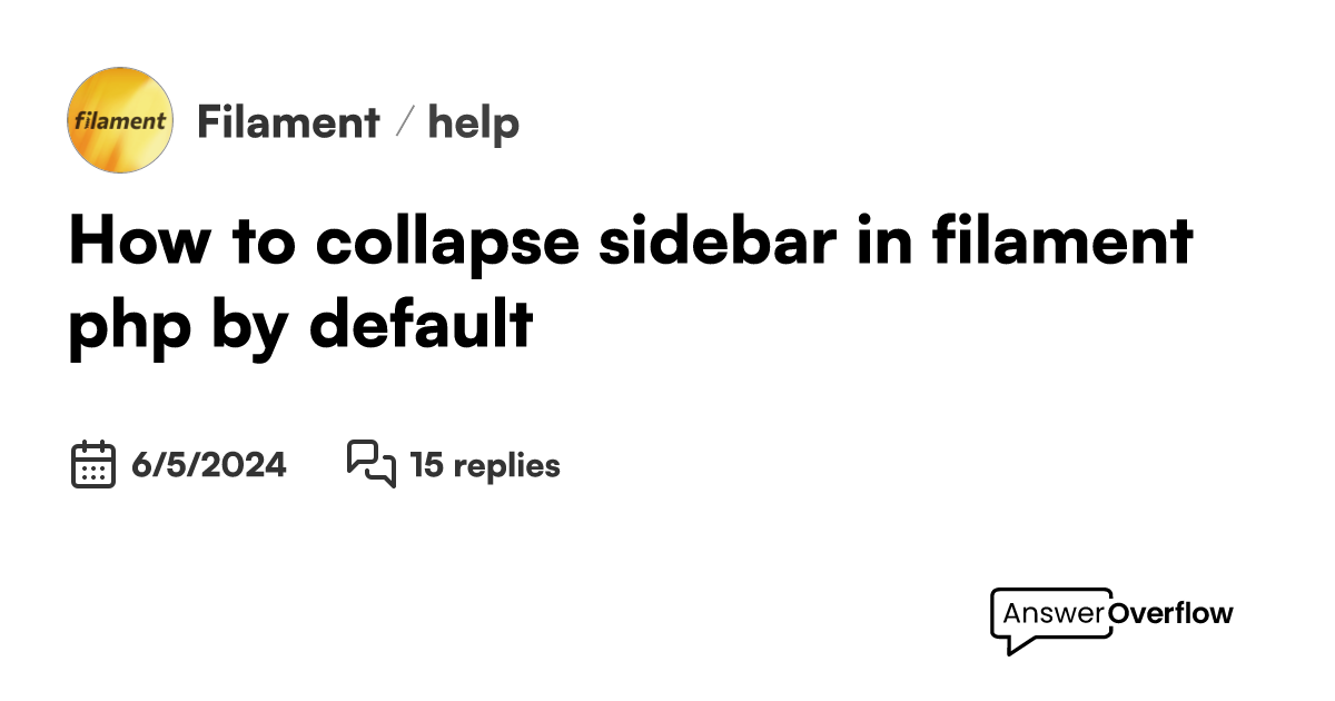 How to collapse sidebar in filament php by default - Filament
