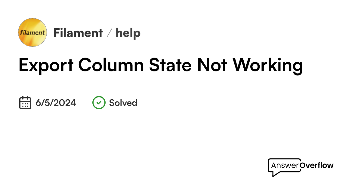 Export Column State Not Working - Filament