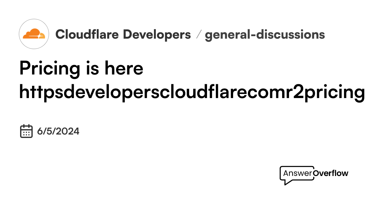 Pricing is here: https://developers.cloudflare.com/r2/pricing/ - Cloudflare Developers