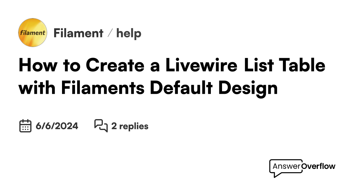 How to Create a Livewire List Table with Filament's Default Design - Filament