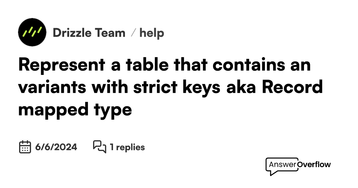 Represent A Table That Contains An Variants With Strict Keys Aka