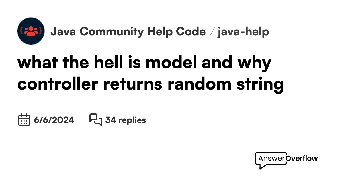 what the hell is model and why controller returns random string? - Java Community | Help. Code ...