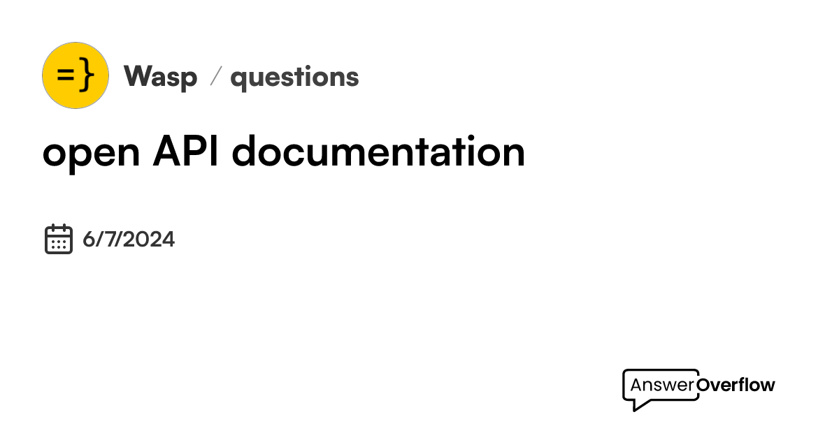 open API documentation - Wasp