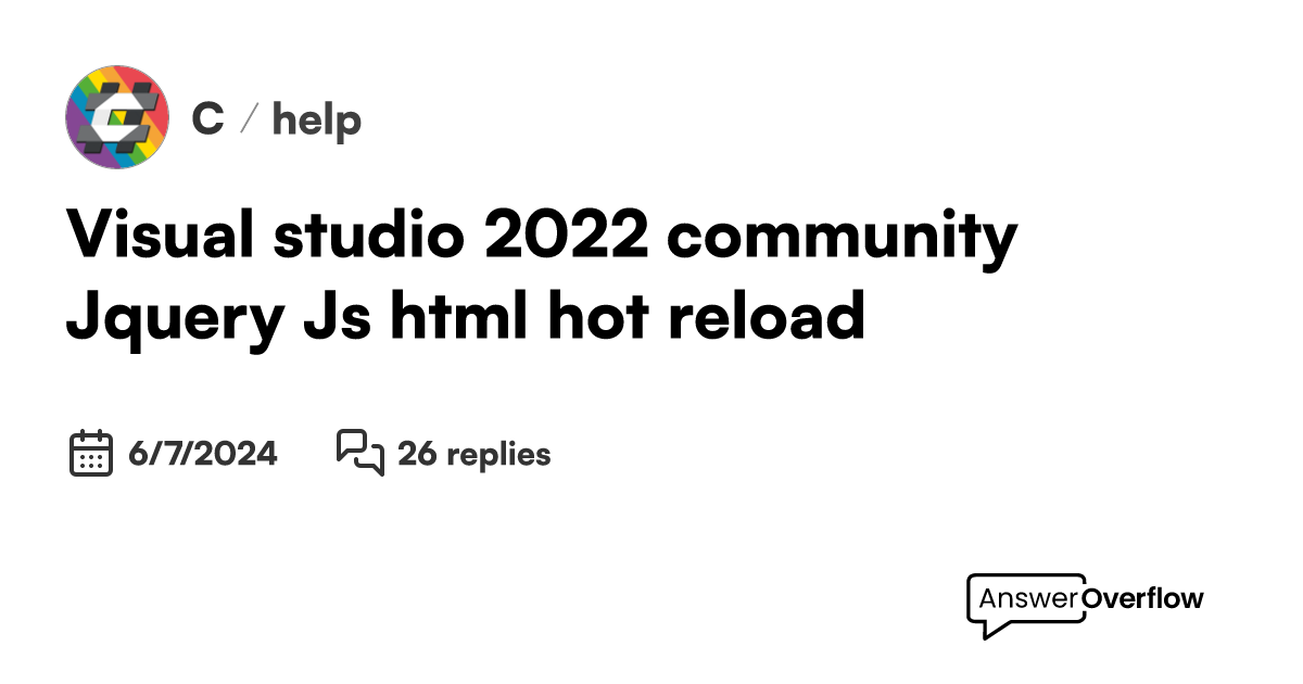 Visual studio 2022 community Jquery ,Js, html hot reload - C#