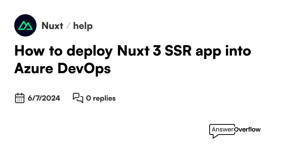 How to deploy Nuxt 3 SSR app into Azure DevOps - Nuxt