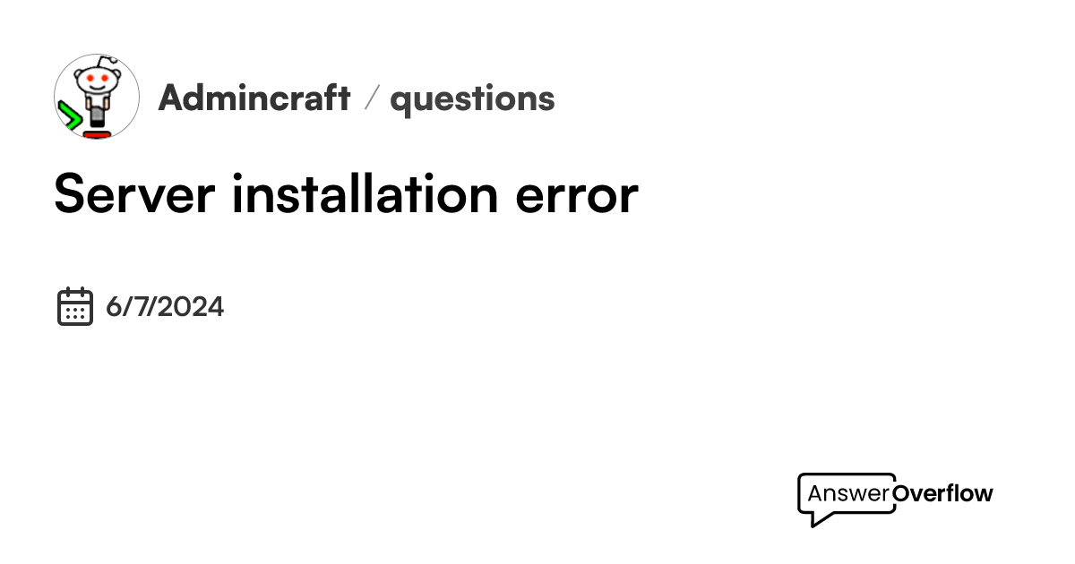 Server installation error - Admincraft