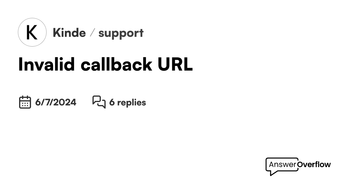 Invalid callback URL - Kinde
