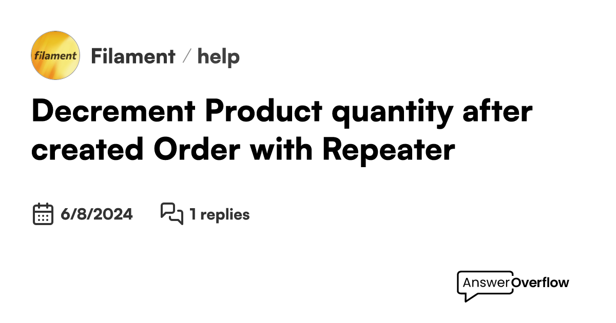 Decrement Product quantity after created Order with Repeater - Filament
