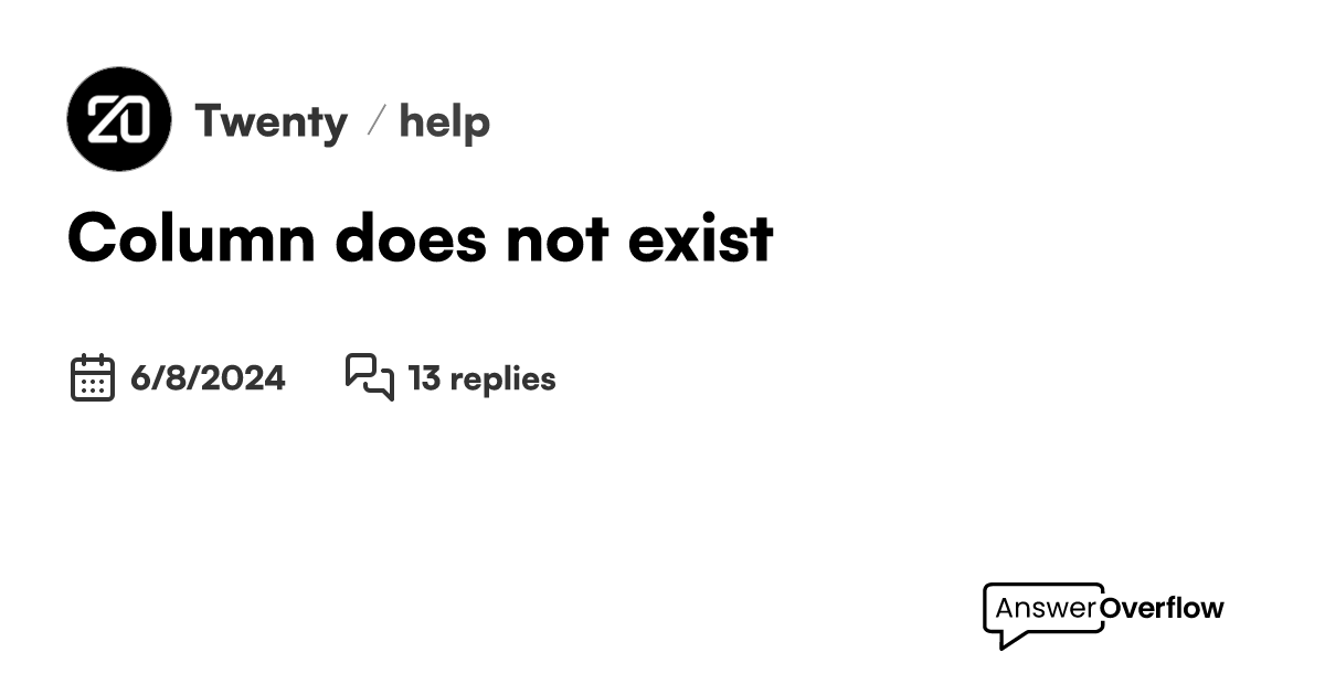 Column does not exist - Twenty