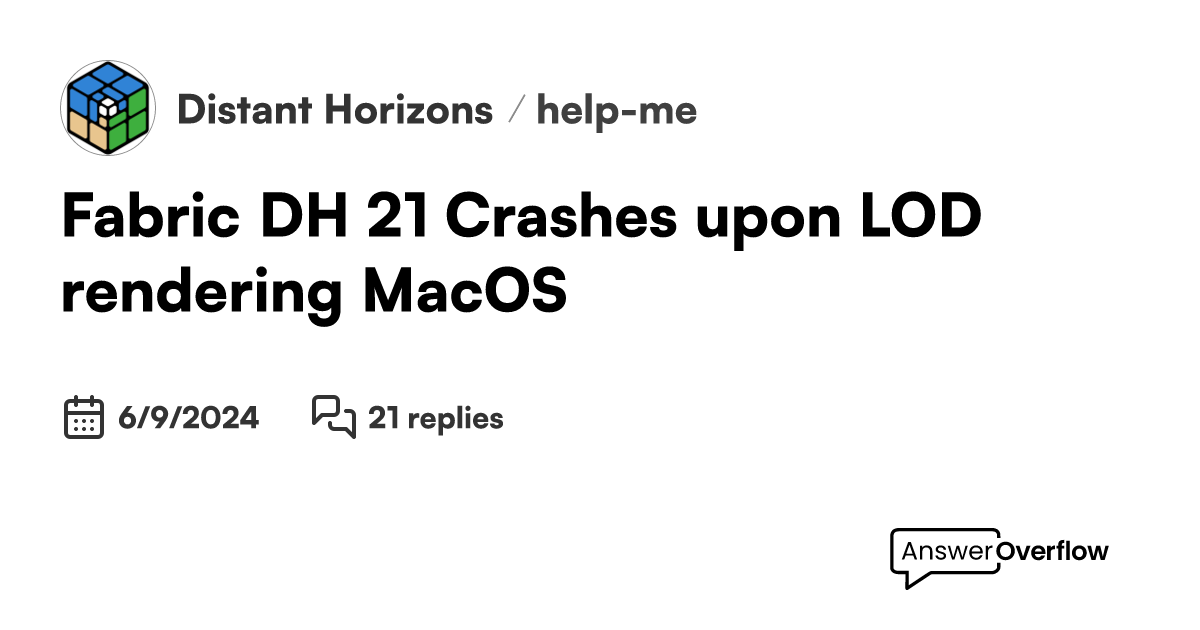 Fabric DH 2.1 Crashes upon LOD rendering [MacOS] - Distant Horizons