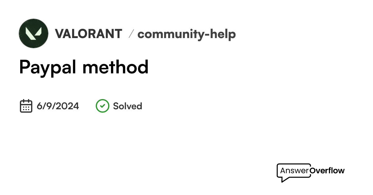 Paypal method - VALORANT