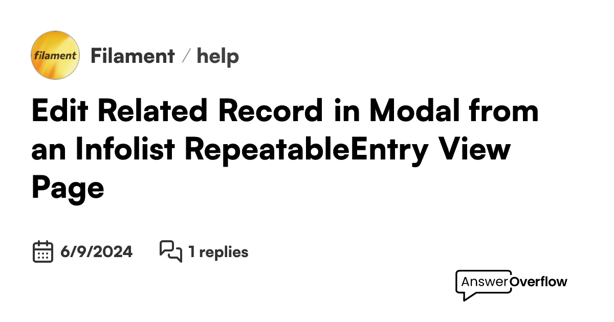 Edit Related Record in Modal from an Infolist RepeatableEntry / View ...
