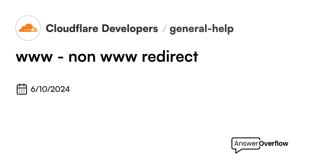 www -> non www redirect - Cloudflare Developers