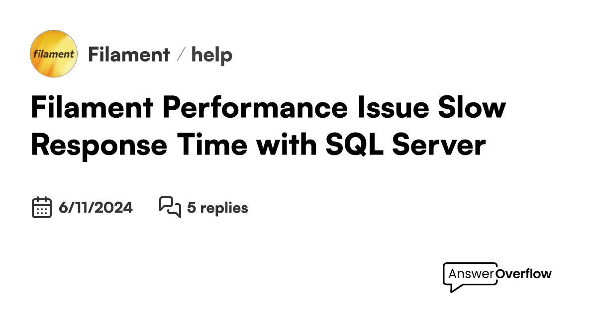 Filament Performance Issue Slow Response Time With Sql Server Filament
