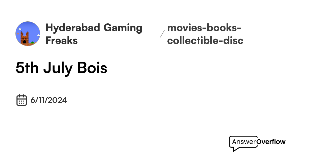 5th July Bois - Hyderabad Gaming Freaks!🎮🇮🇳