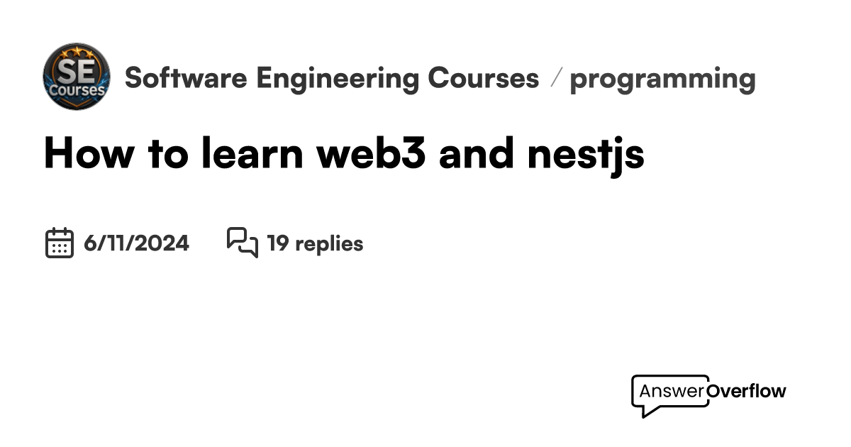 How to learn web3 and nestjs? - Software Engineering Courses (SECourses)
