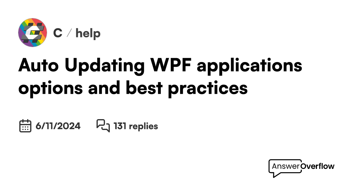 Auto Updating WPF applications options and best practices - C#