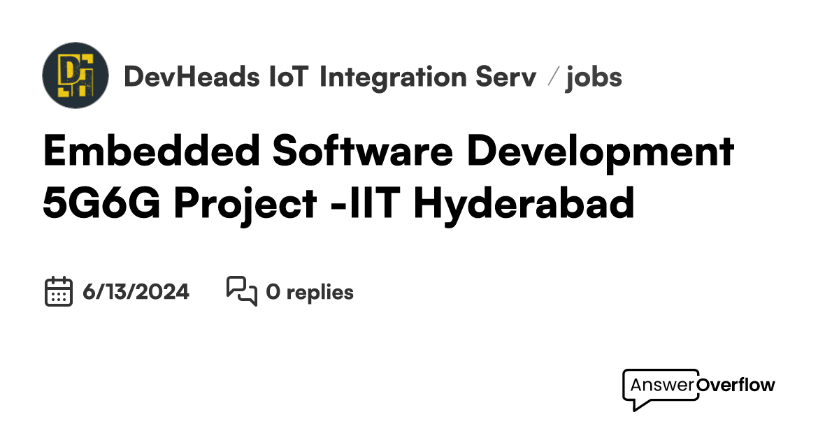 Embedded Software Development: 5G/6G Project -IIT Hyderabad - DevHeads IoT Integration Server
