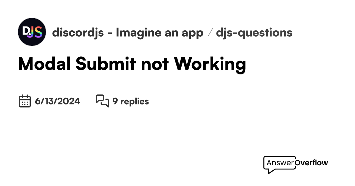 Modal Submit not Working - discord.js - Imagine an app