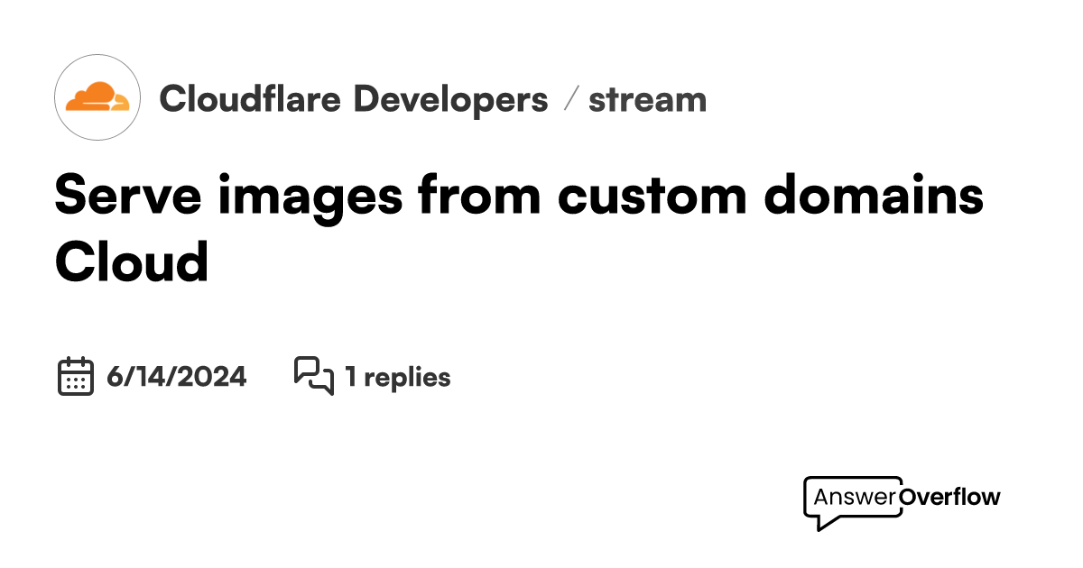Serve images from custom domains · Cloud... - Cloudflare Developers