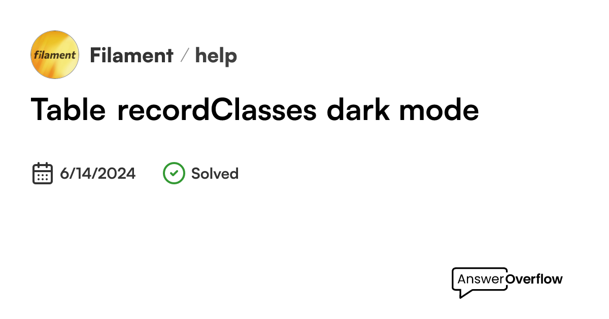 Table recordClasses dark mode - Filament